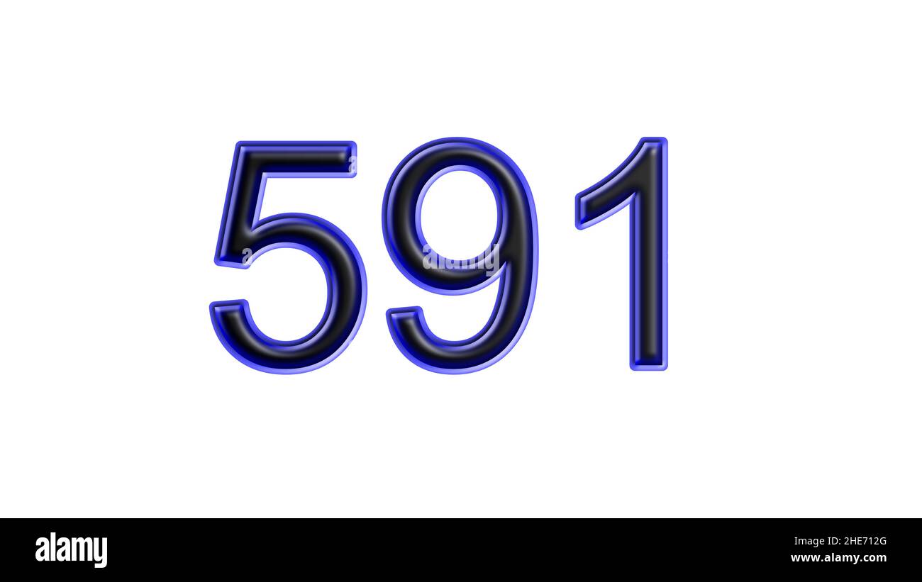 blue 591 number 3d effect white background Stock Photo - Alamy