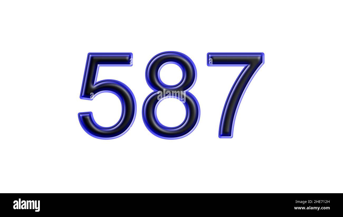 blue 587 number 3d effect white background Stock Photo - Alamy