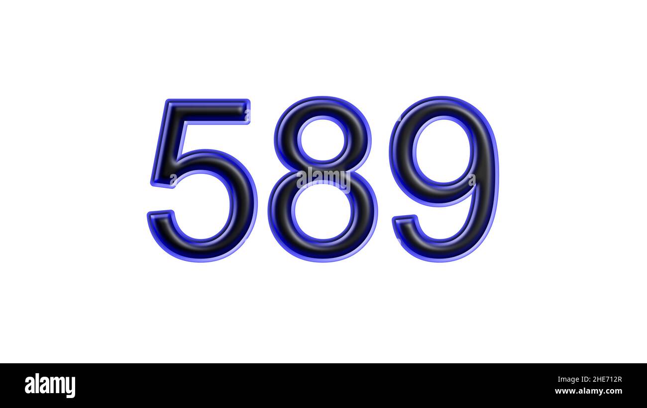 blue 589 number 3d effect white background Stock Photo - Alamy