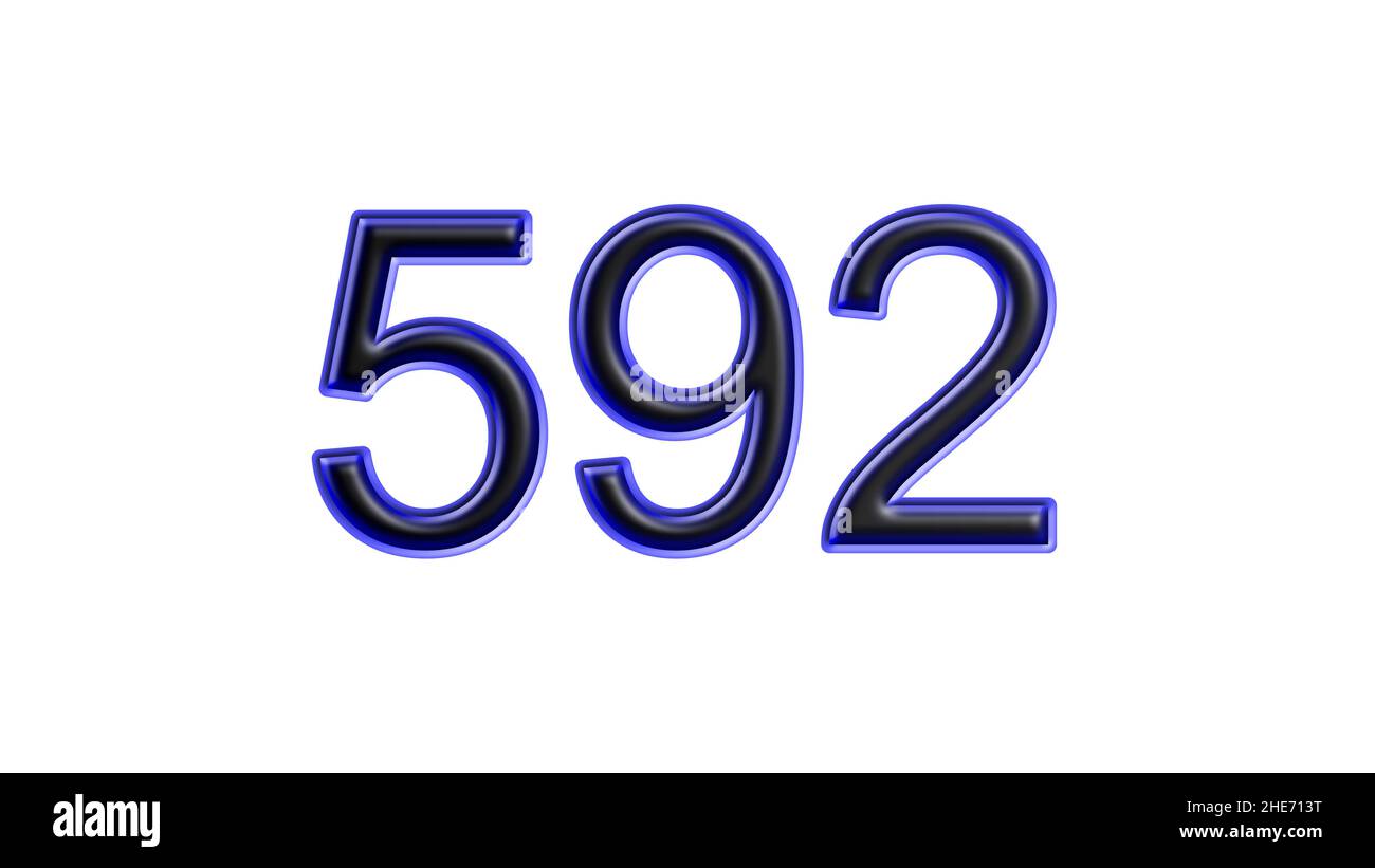 blue 592 number 3d effect white background Stock Photo - Alamy