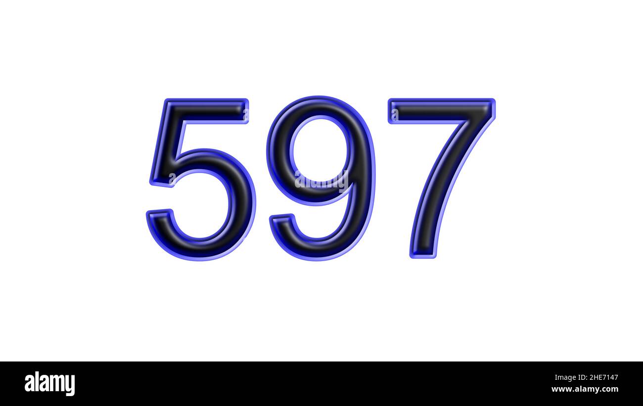 blue 597 number 3d effect white background Stock Photo - Alamy