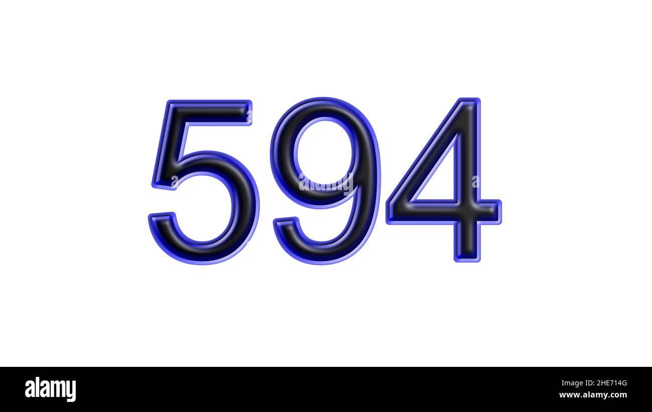 blue 594 number 3d effect white background Stock Photo - Alamy