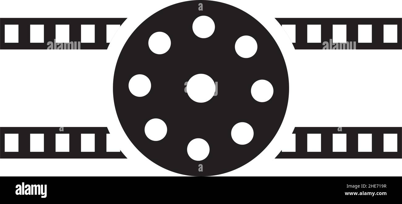 Movie or film production industry vector logo design with black reel ...
