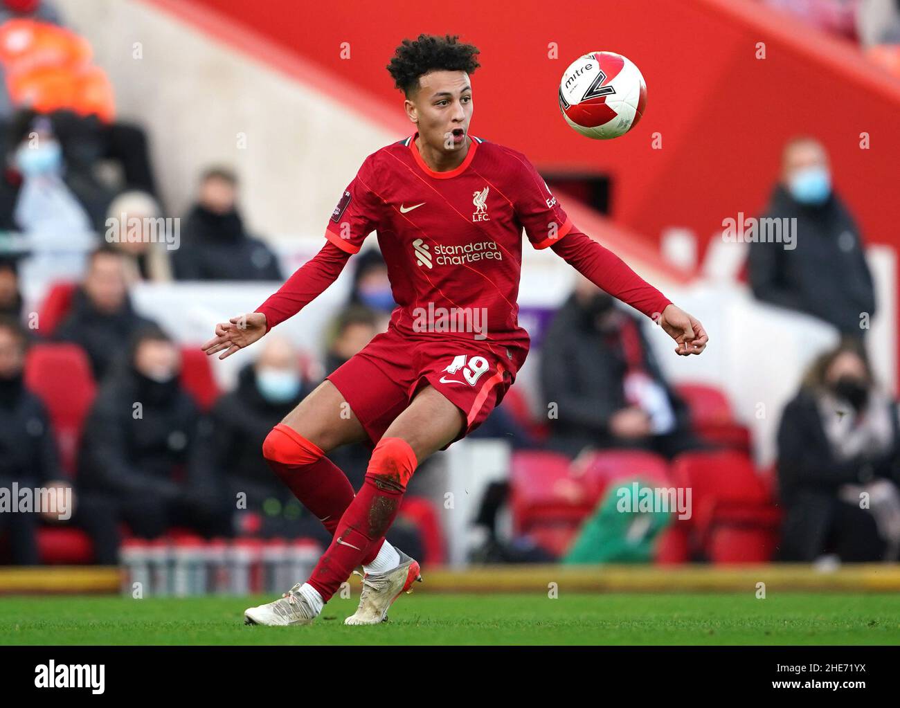 Liverpool's Kaide Gordon during the Emirates FA Cup third round match ...