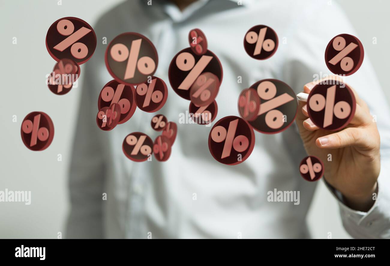 3d rendering of sale percent symbols on a white background Stock Photo ...