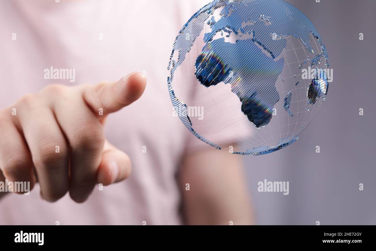 3d rendering of a digital globe for global network and team connection ...