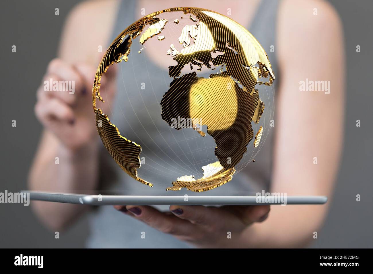 3d rendering of a digital globe for global network and team connection ...