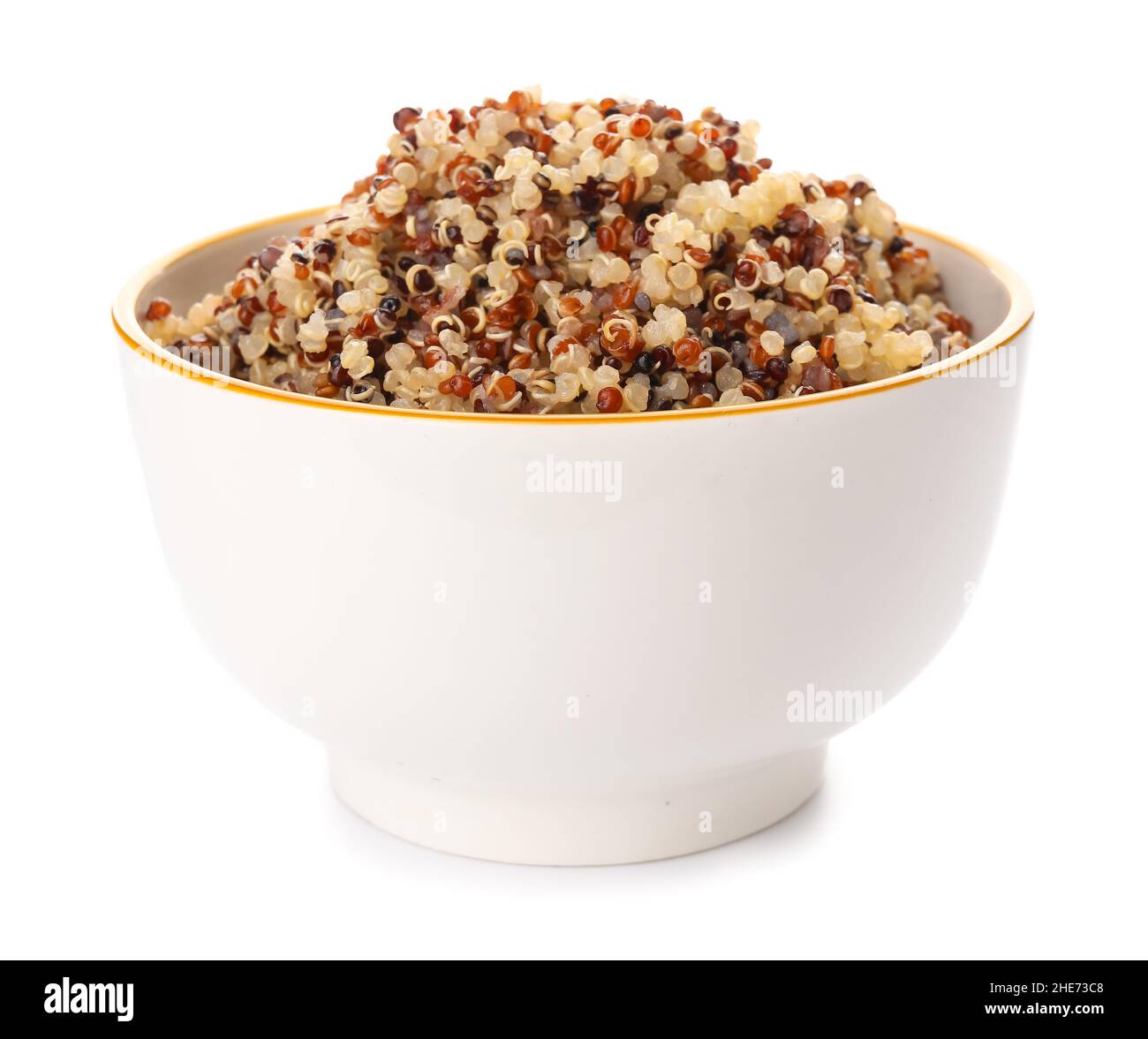 Bowl of boiled quinoa on white background Stock Photo - Alamy