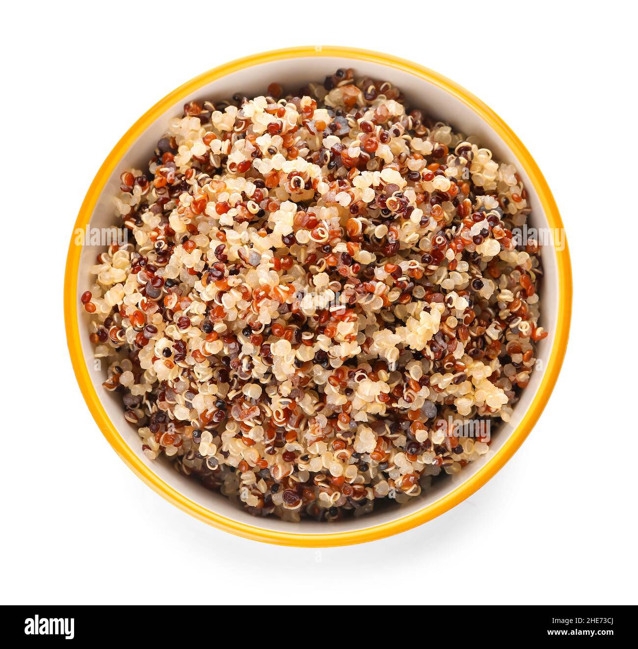Bowl of boiled quinoa on white background Stock Photo - Alamy