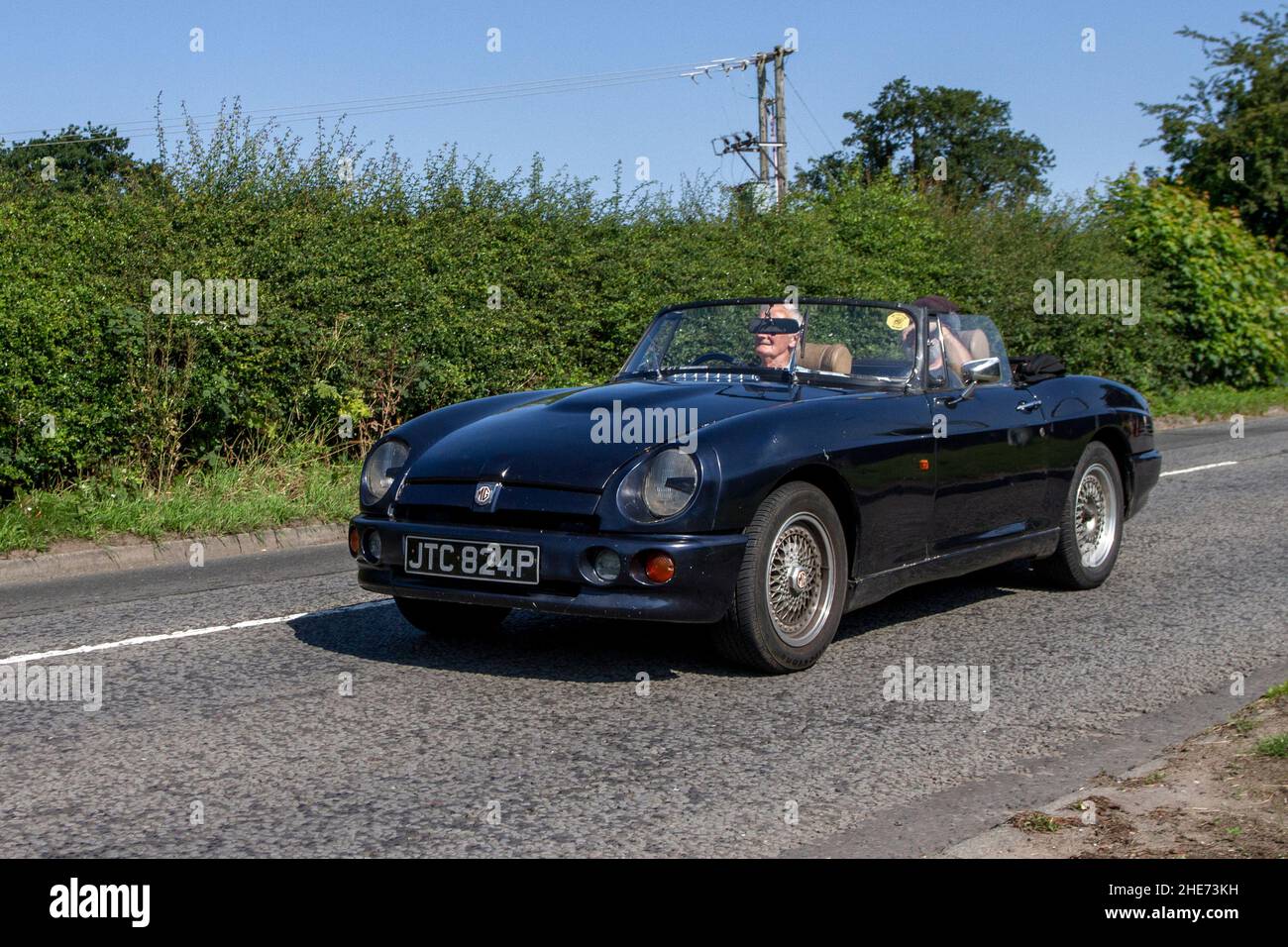 1975 70s, seventies blue MG GT 3500cc petrol British sports car, en ...