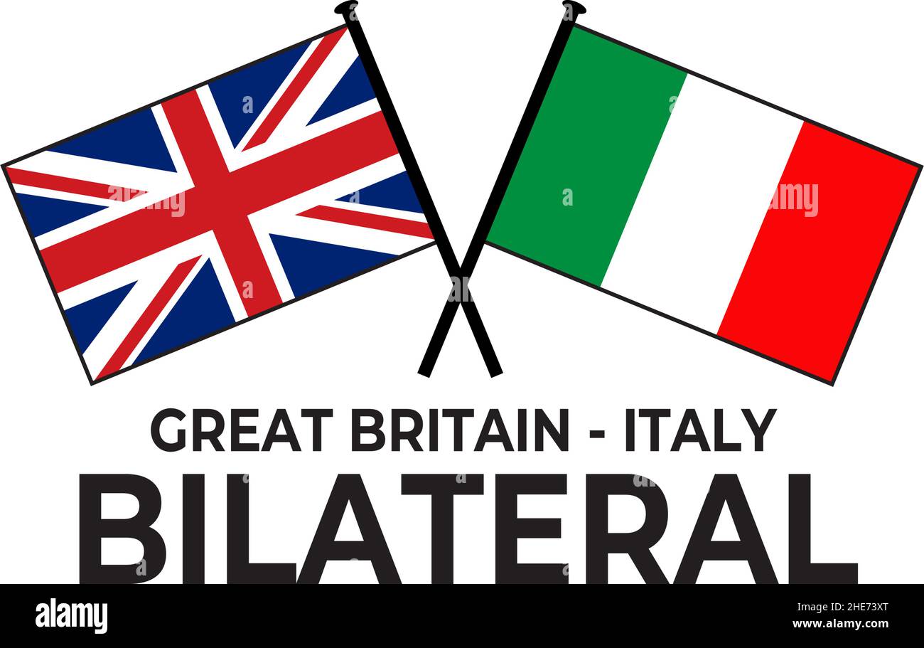 Great Britain Italy bilateral relation country flag icon logo design ...
