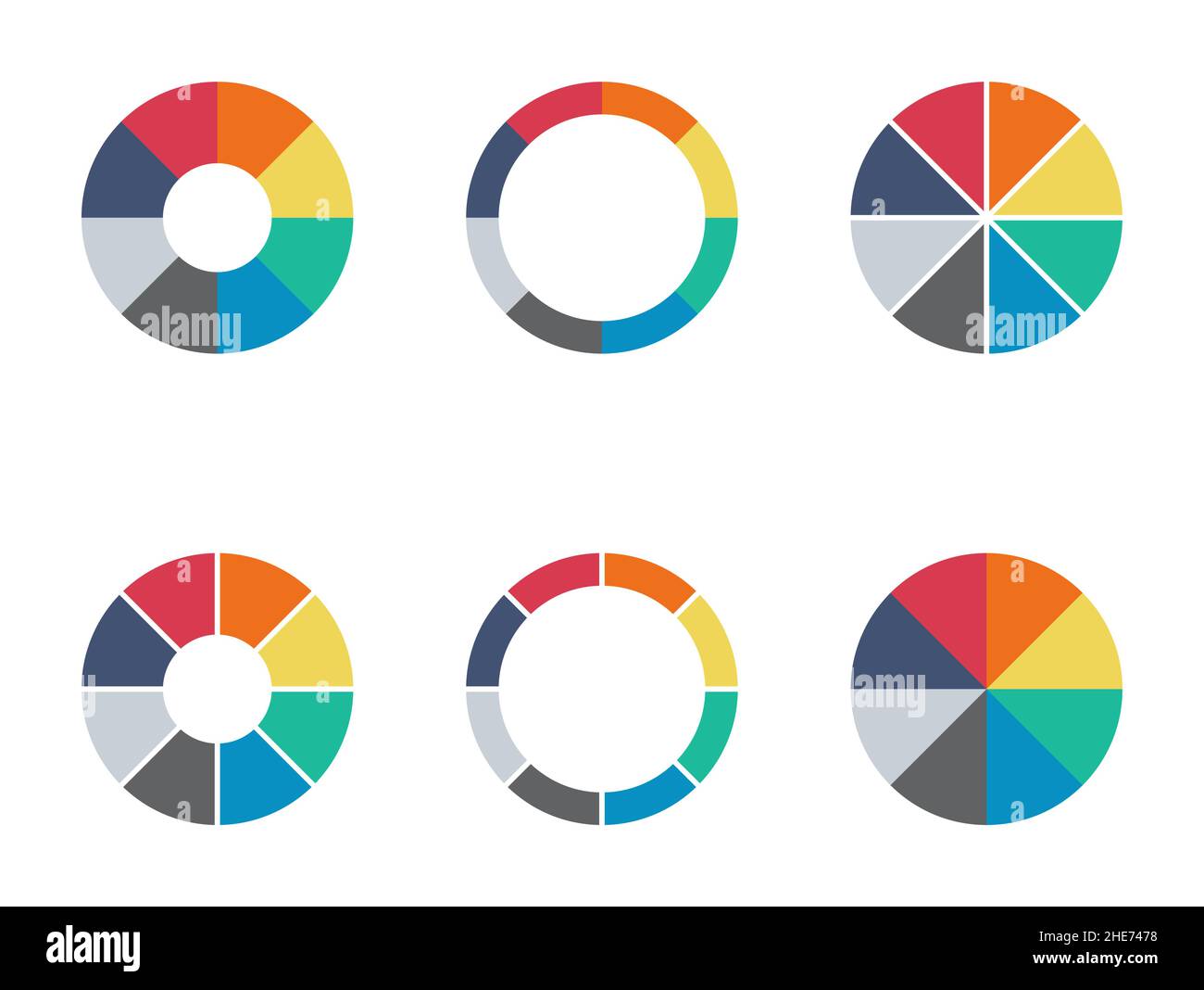 Infographic pie chart set. Cycle presentation diagram of collection 8 ...