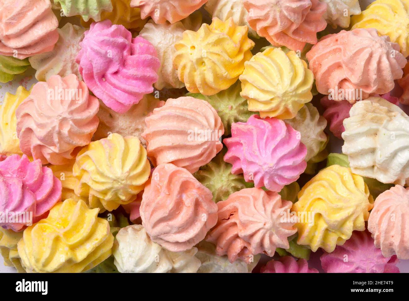 meringue cookies, also known as kisses, colorful, light, crunchy sweet ...