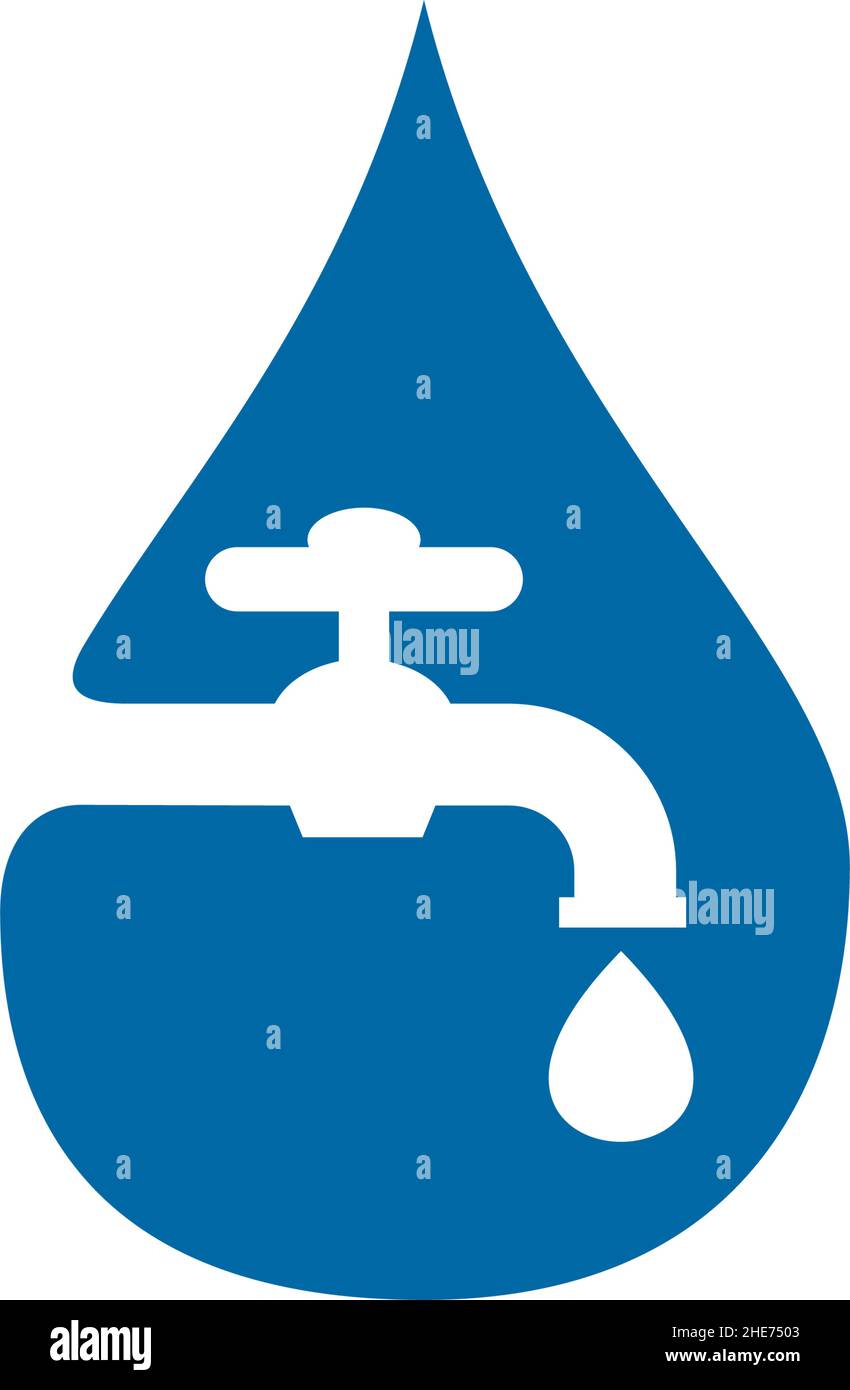 Plumbing service with water faucet icon vector logo design Stock Vector ...