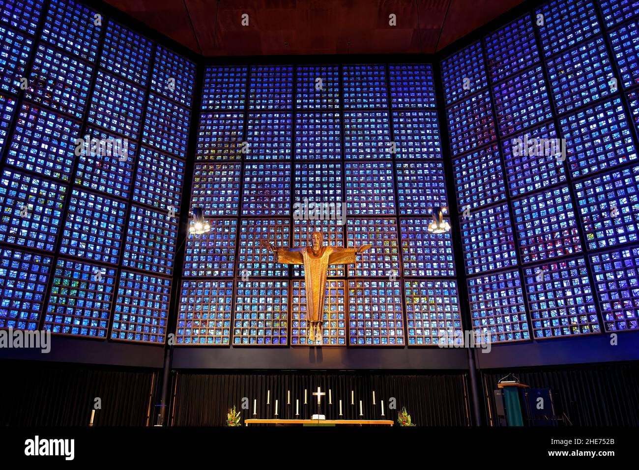 Altar room with resurrection Christ, Kaiser Wilhelm Memorial Church ...