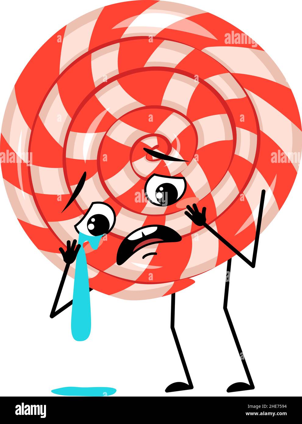 Cute character lollipop with crying and tears emotion, sad face ...