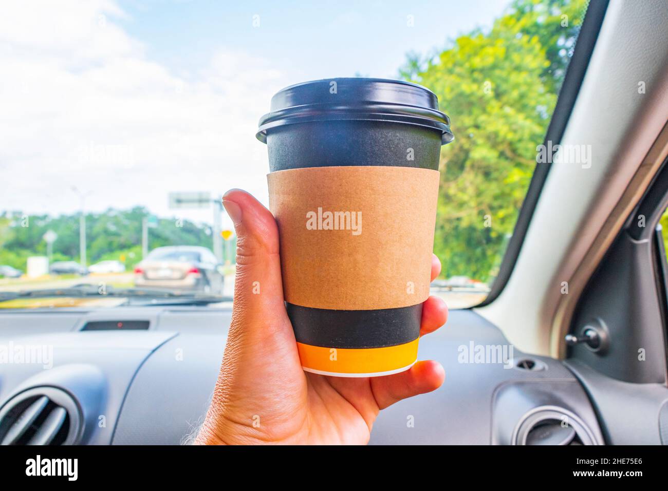 Mexican coffee to go holding in the car while driving in Playa del ...