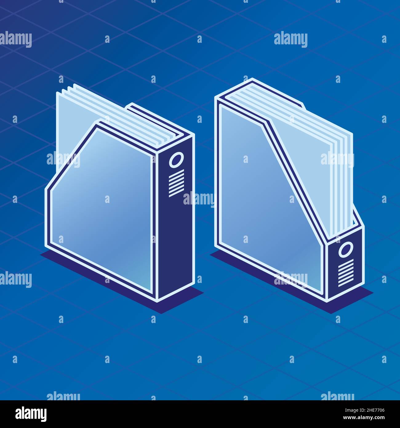 Isometric Vertical Paper Trays. Vector Illustration. Office Document ...