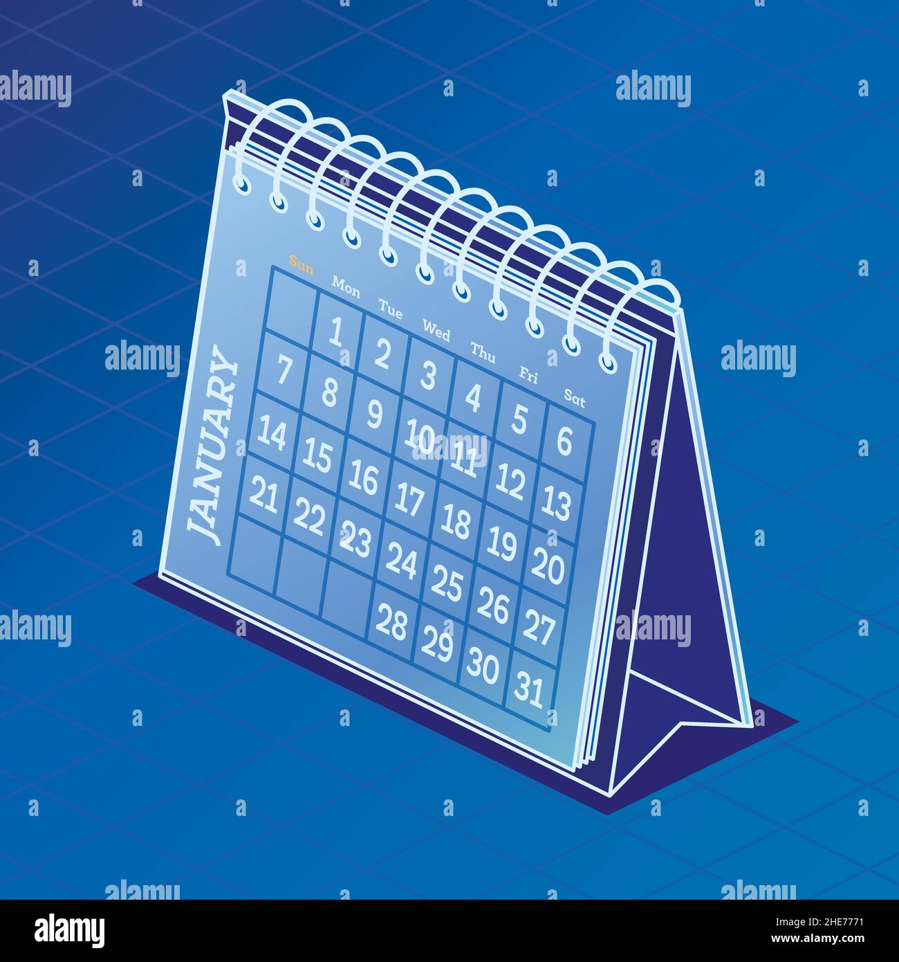 Desktop Paper Calendar in Isometric Style. Vector Illustration. Icon ...