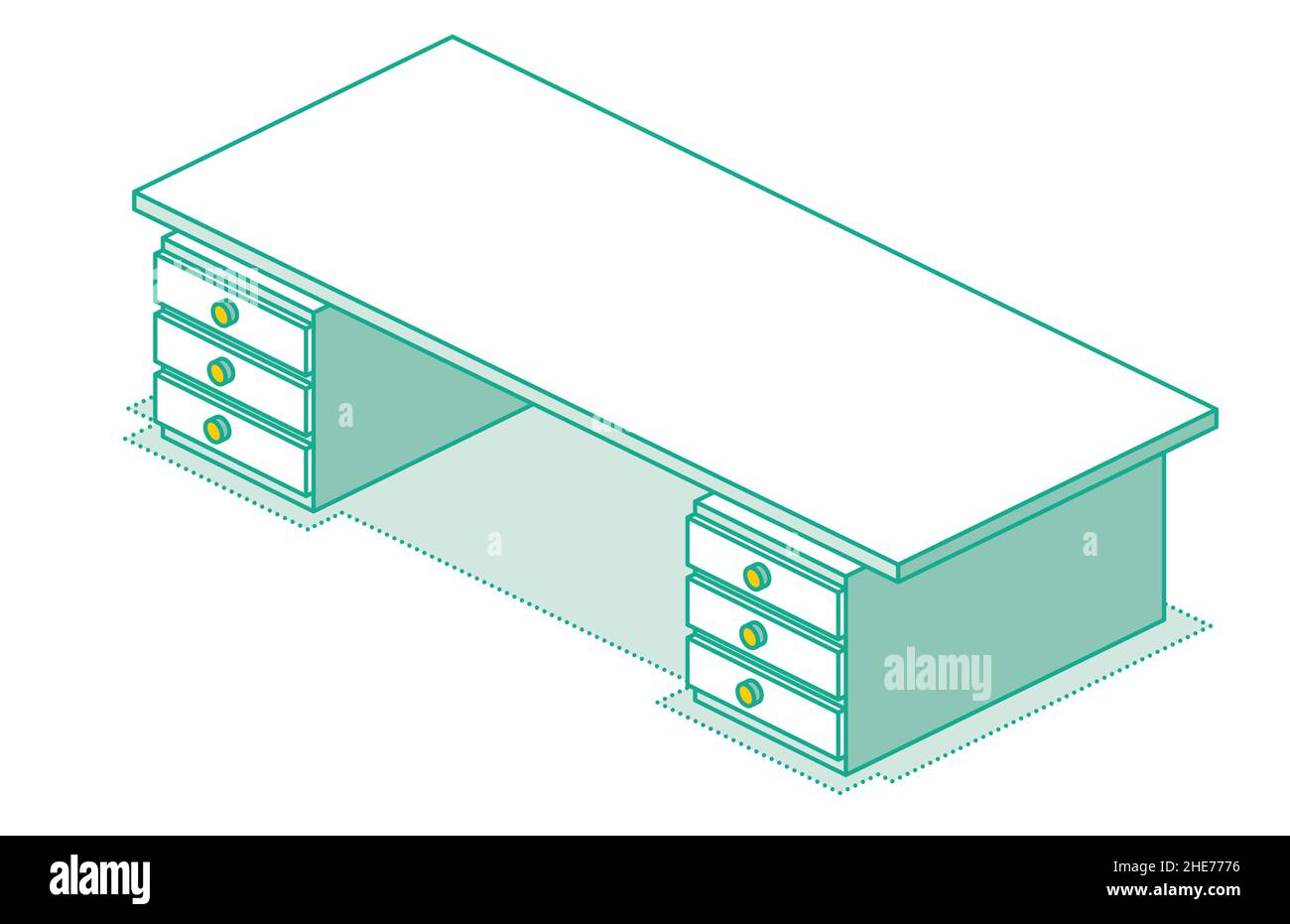 Office Table with Drawers. Empty Desk. Isometric Concept. Vector ...