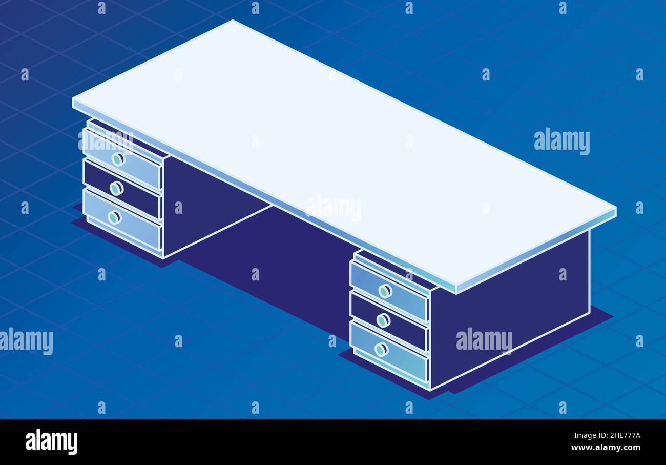 Office Table with Drawers. Empty Desk. Isometric Concept. Vector ...