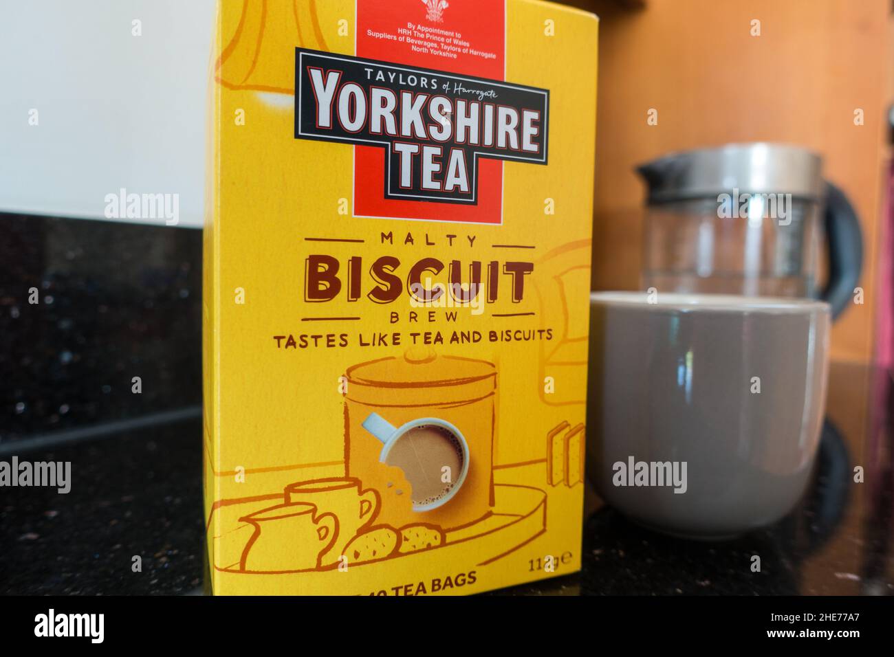 Yorkshire tea malt biscuit flavoured tea in kitchen tea making ...