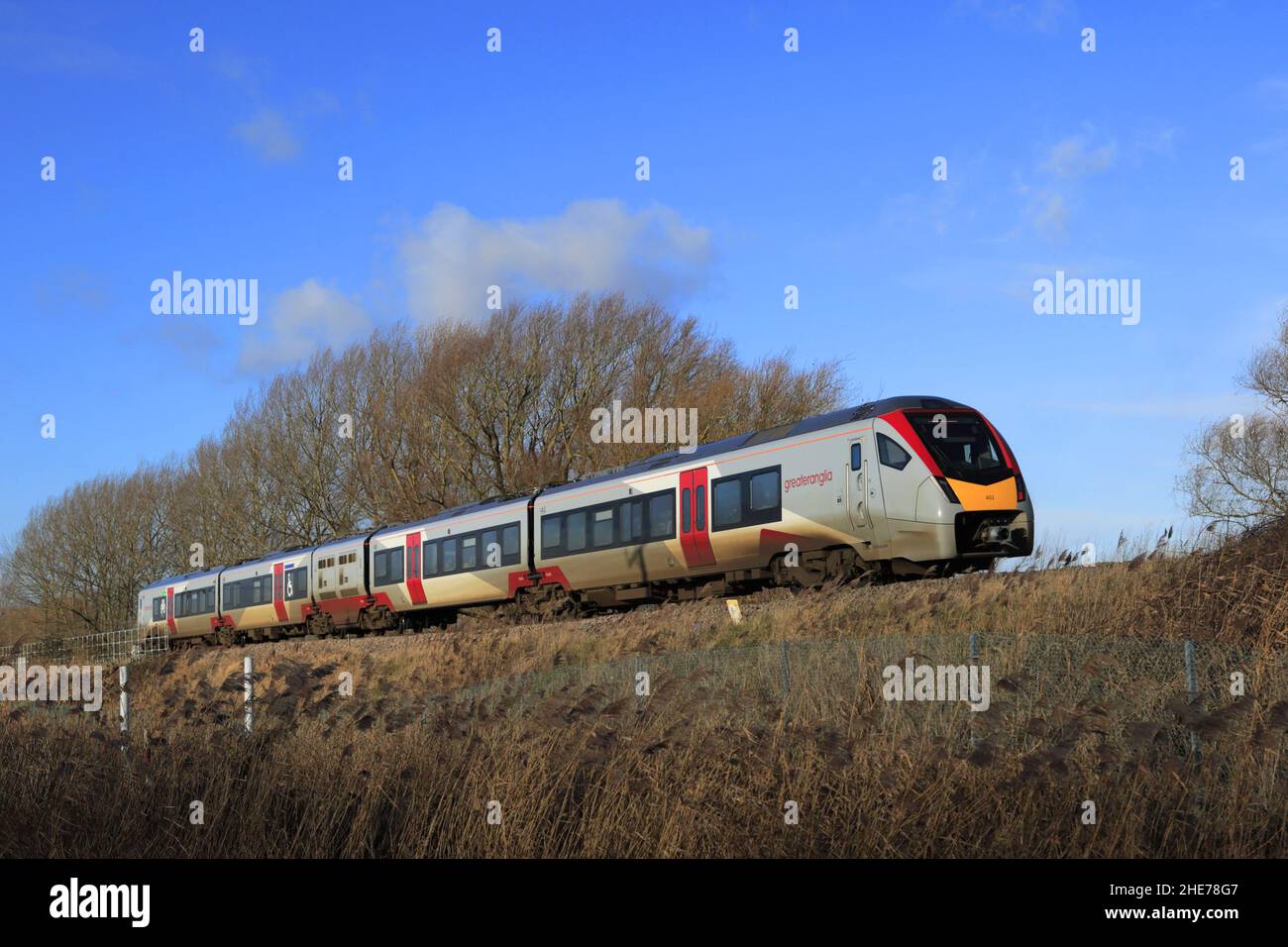 Greater Anglia trains, Class 755 train near Whittlesey town, Fenland ...
