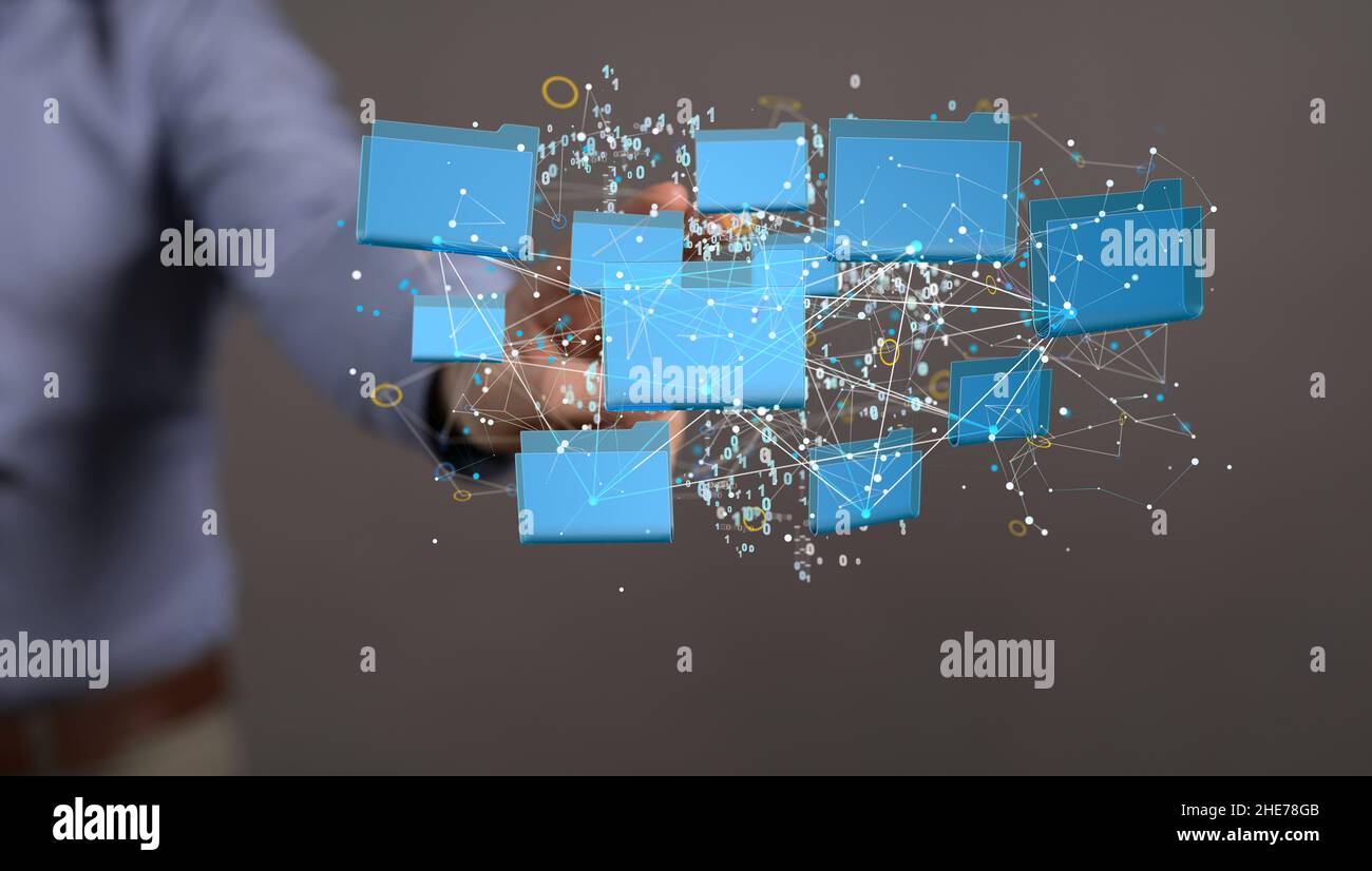 Augmented Analytics Data Cloud Storage Network From Lines Triangles And Particle Style Design