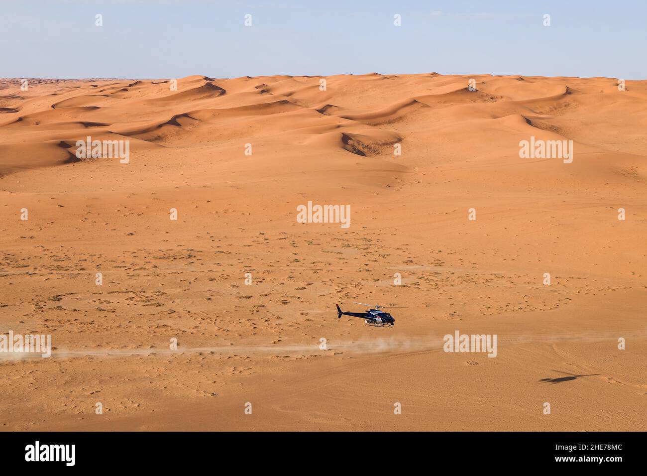 TV Helicopter during the Stage 7 of the Dakar Rally 2022 between Riyadh ...