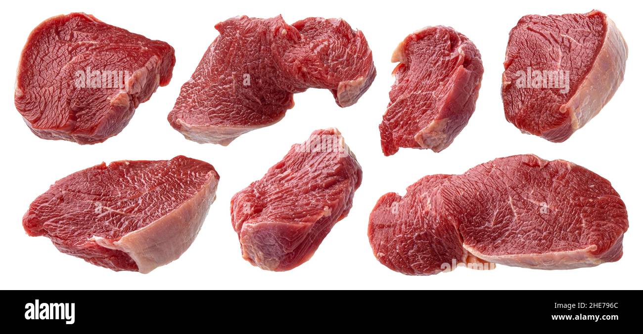Raw beef meat isolated on white background Stock Photo - Alamy