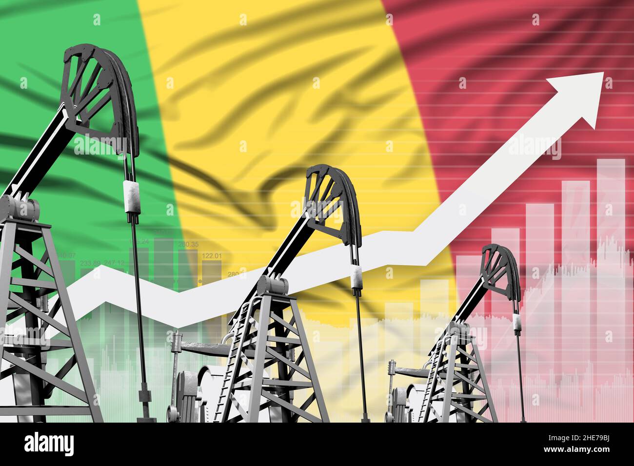 Mali oil industry concept, industrial illustration - rising up chart on ...
