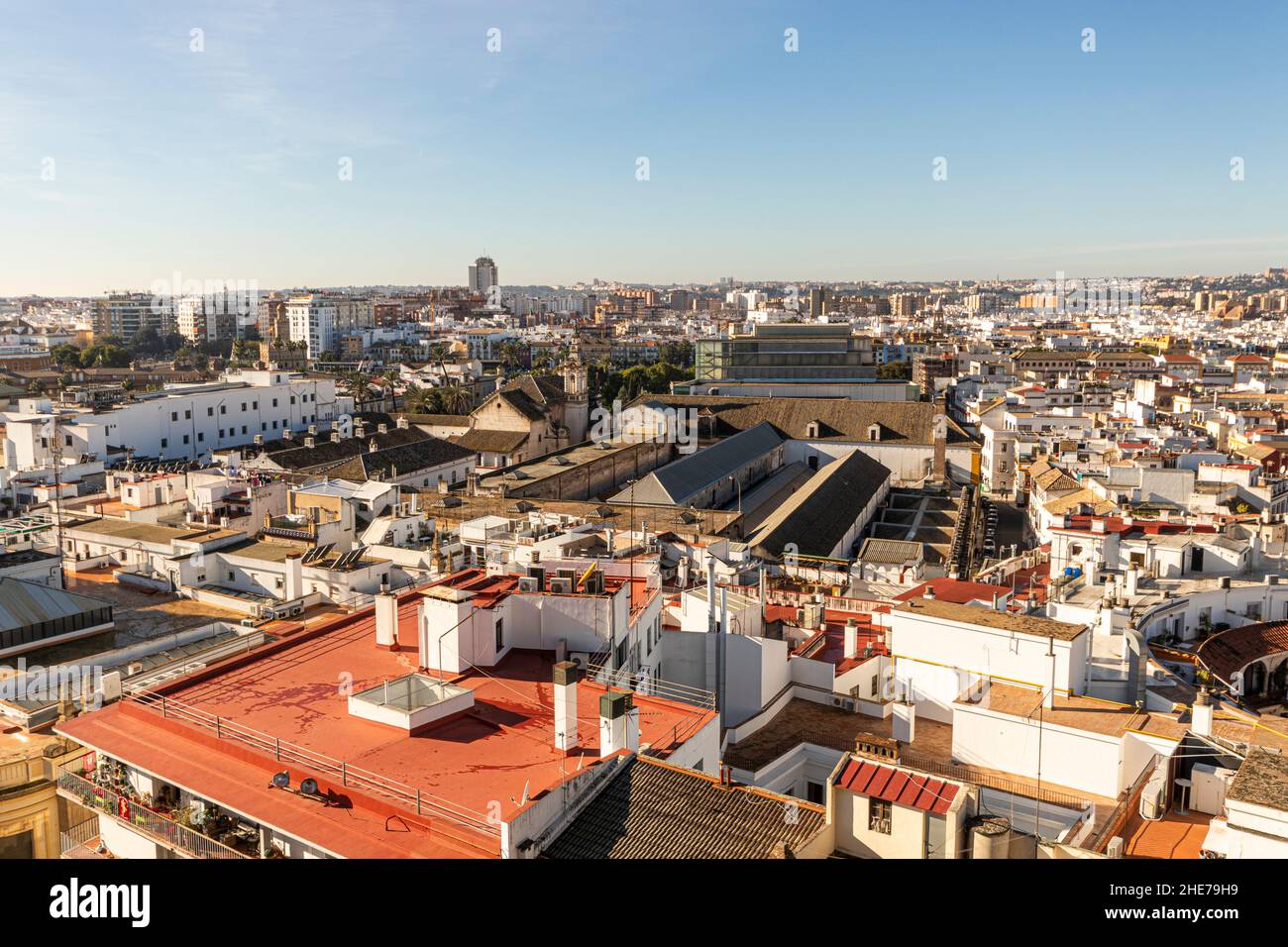 Sevilla, Spain. Aerial view of the city of Seville from the rooftop of ...