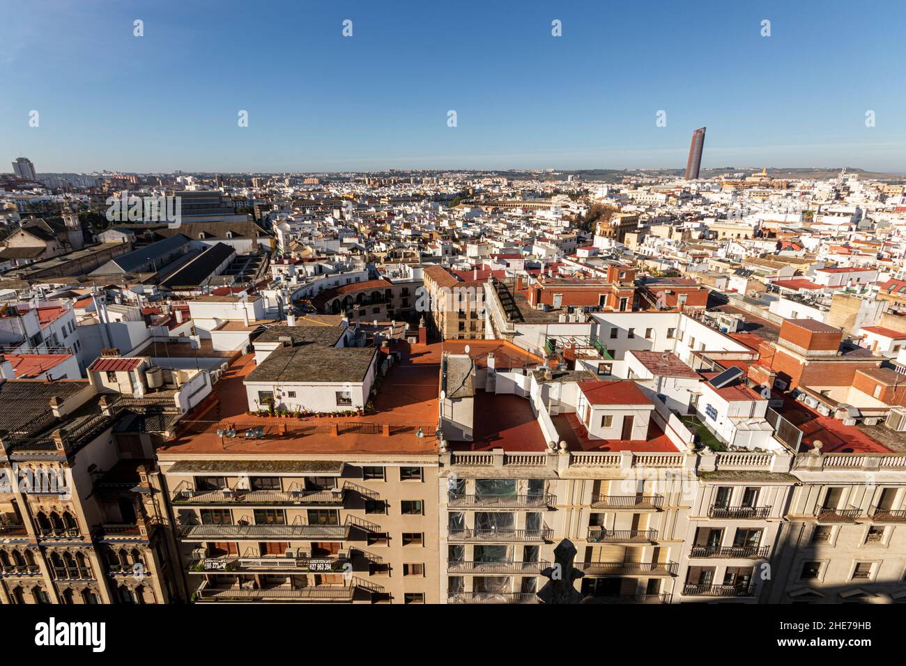 Sevilla, Spain. Aerial view of the city of Seville from the rooftop of ...