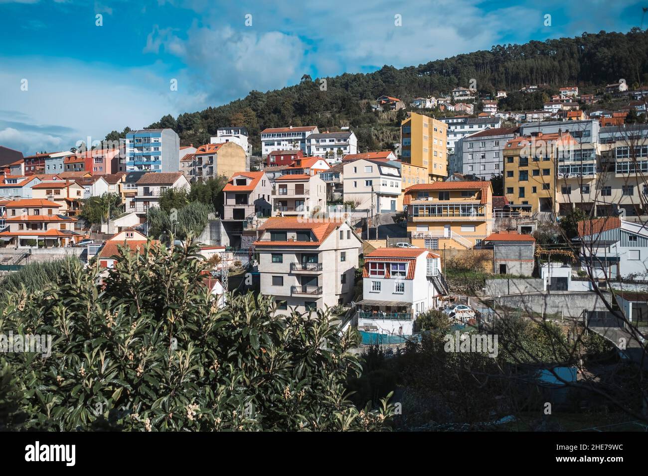 View of the Redondela town, Pontevedra, Galicia, northwestern Spain ...