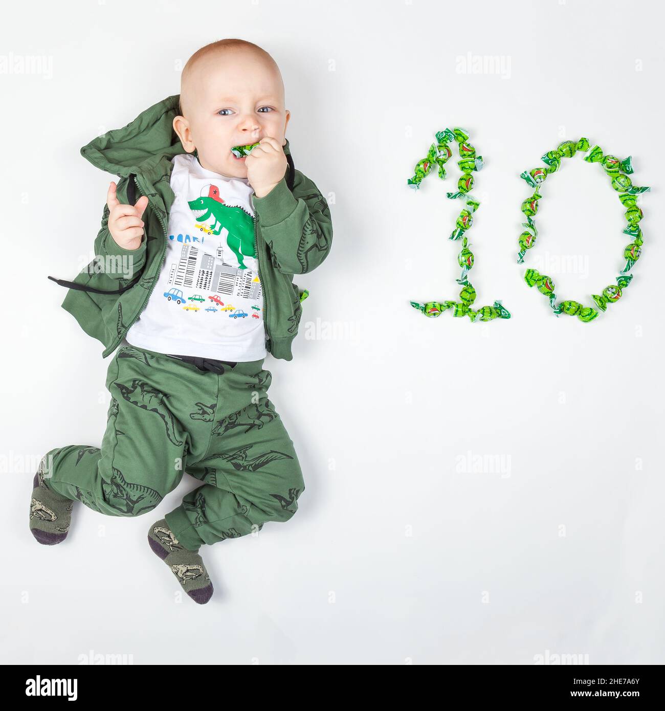 Novosibirsk, Russia - 12. 05. 2021: Smiling happy newborn infant ten ...