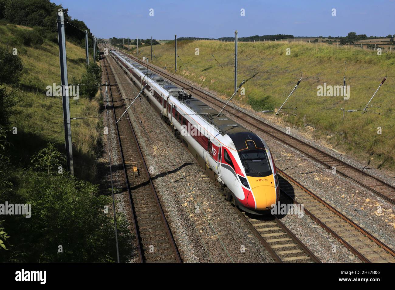 LNER Class 800 Azuma train, East Coast Main Line Railway, near ...