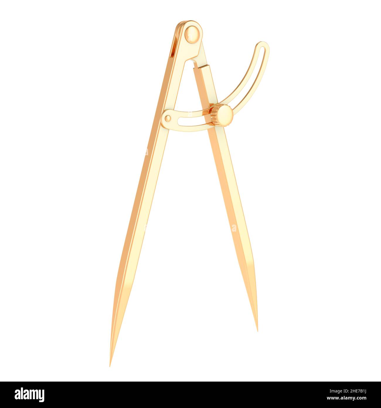 Golden Divider Caliper Compass, 3D rendering isolated on white ...