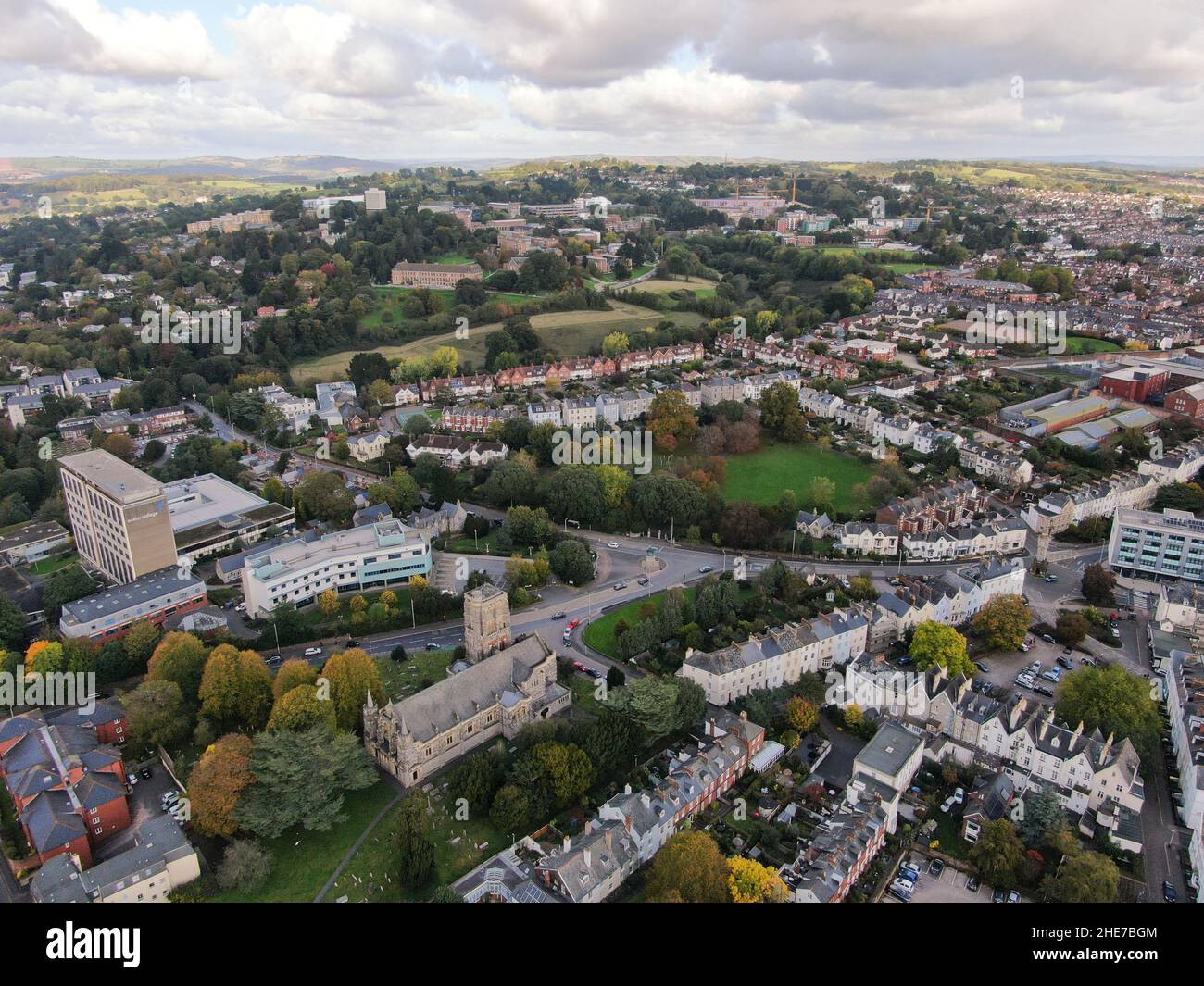 an aerial view of the centre of Exeter City Stock Photo - Alamy