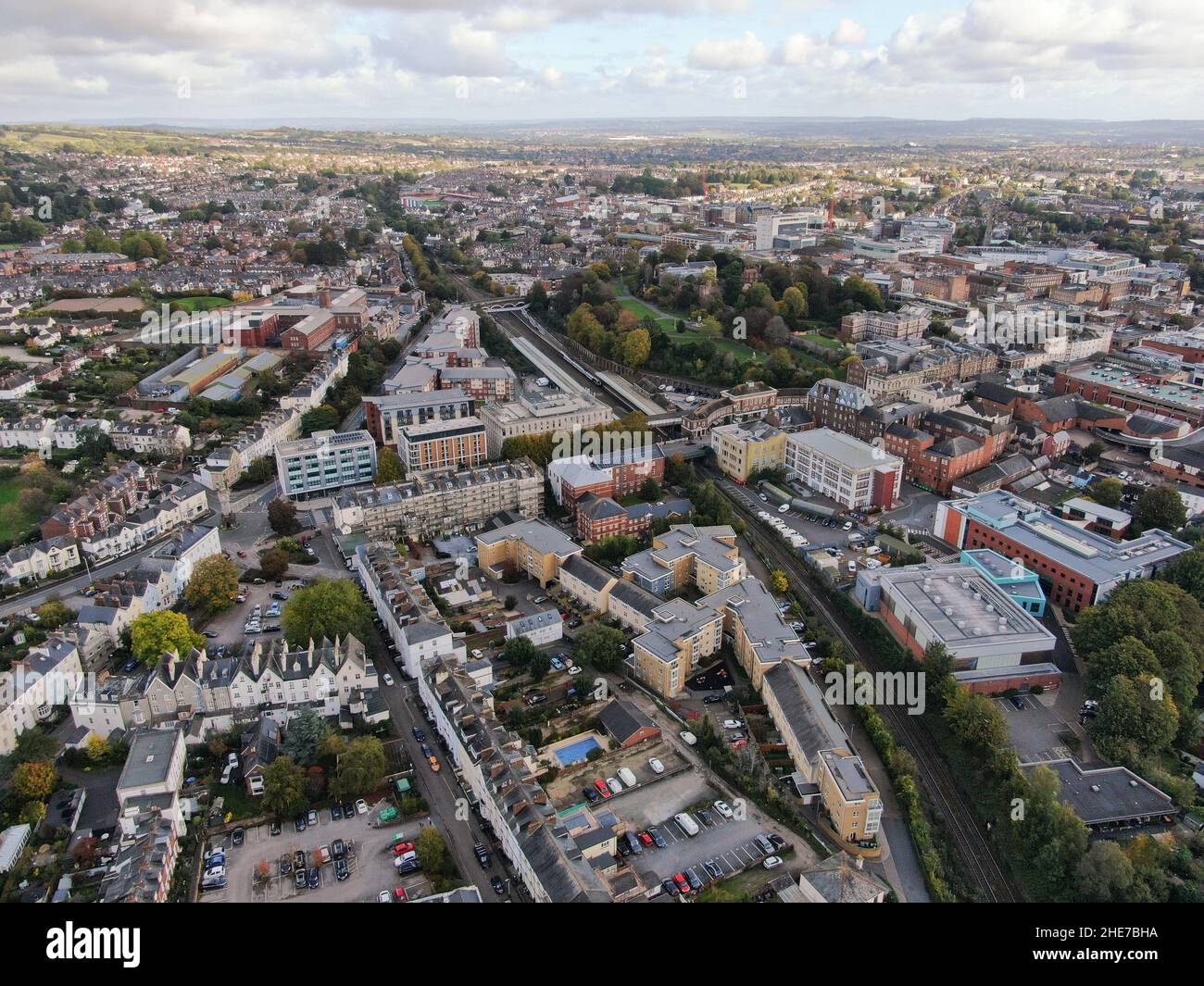 an aerial view of the centre of Exeter City Stock Photo - Alamy