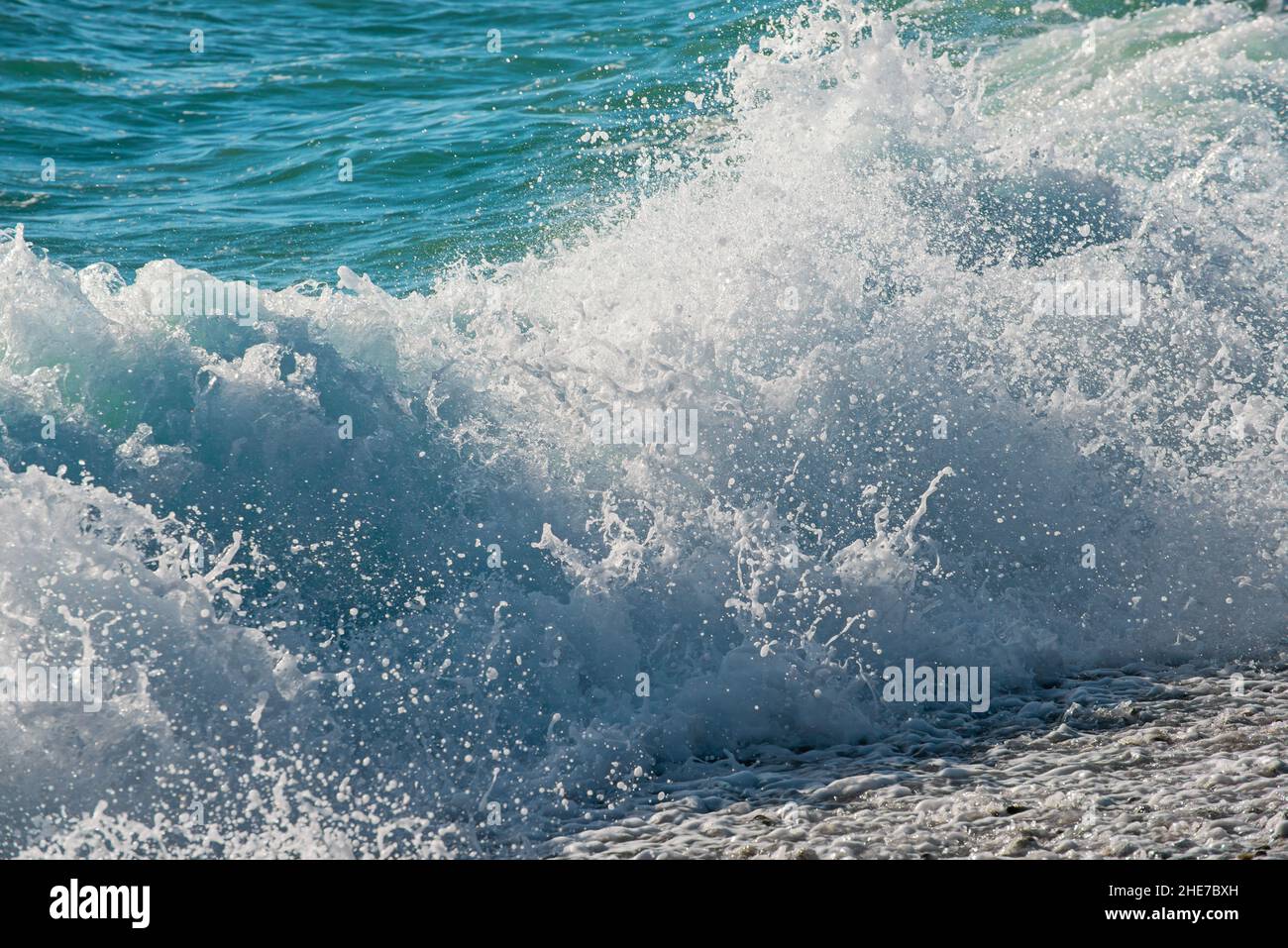 Beautiful sea waves with foam of blue and turquoise color Stock Photo ...