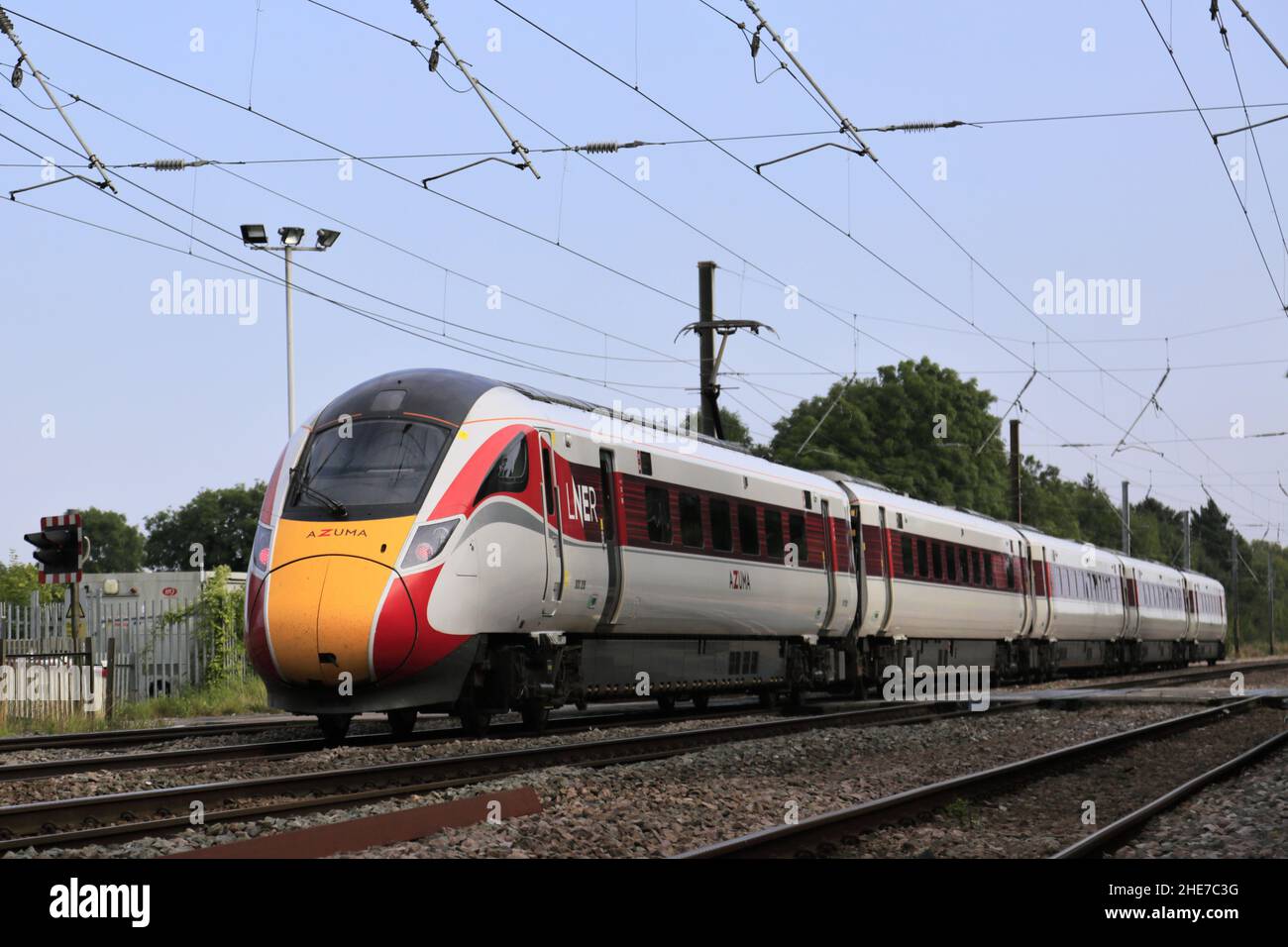 LNER Azuma train, Class 800, East Coast Main Line Railway, Peterborough ...