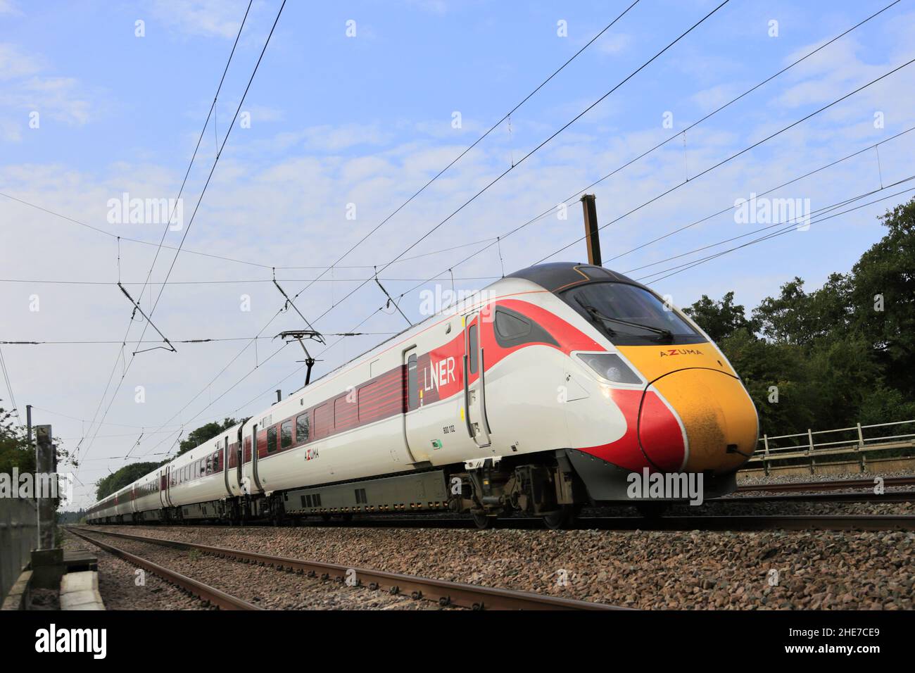 LNER Azuma train, Class 800, East Coast Main Line Railway, Peterborough ...