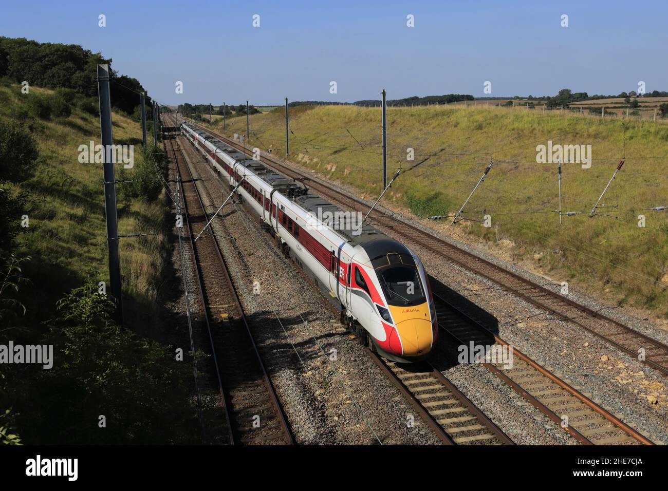 LNER Class 800 Azuma train, East Coast Main Line Railway, near ...