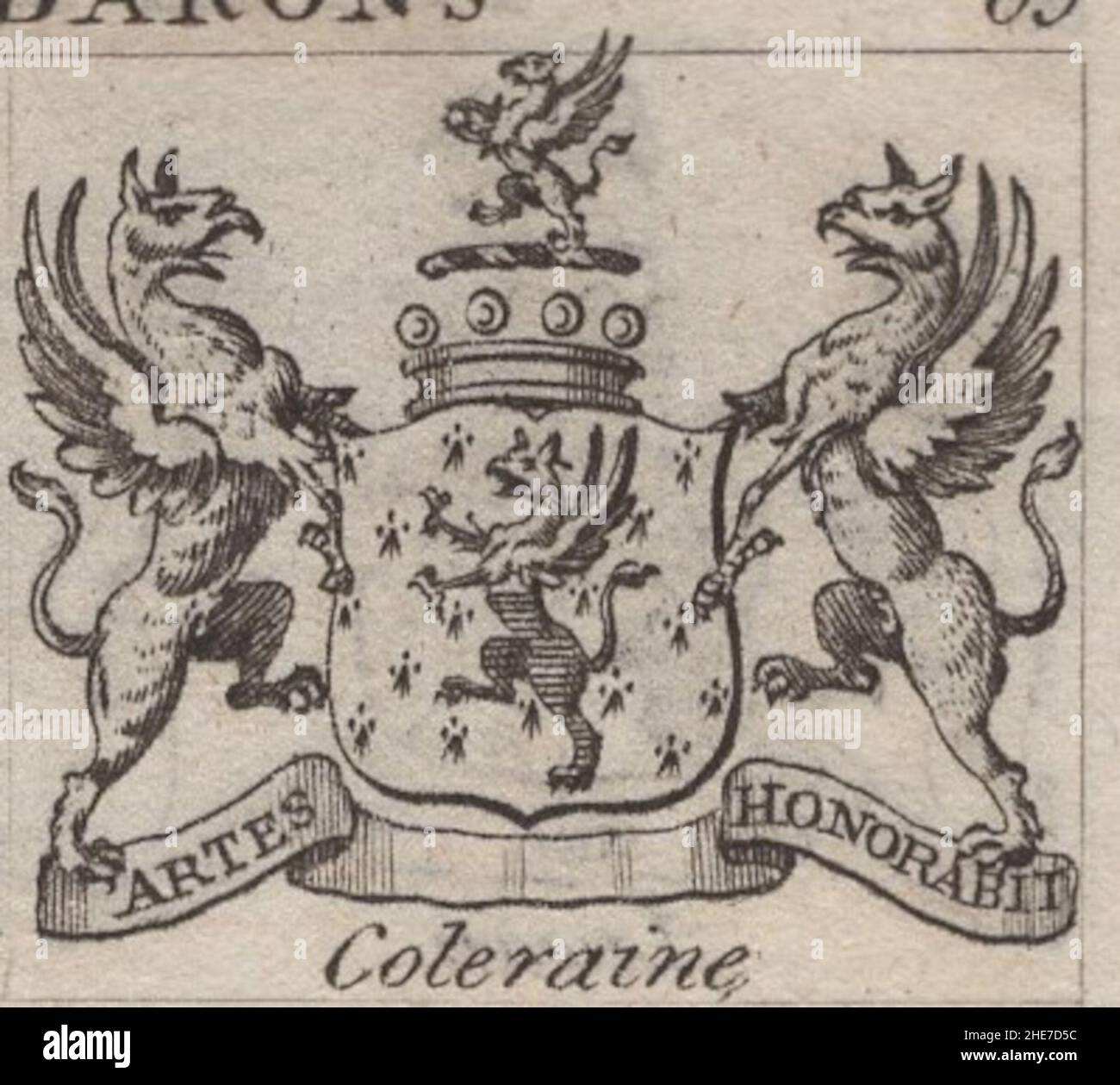 Historical antique 18th century engraving heraldy coat of arms, crest ...