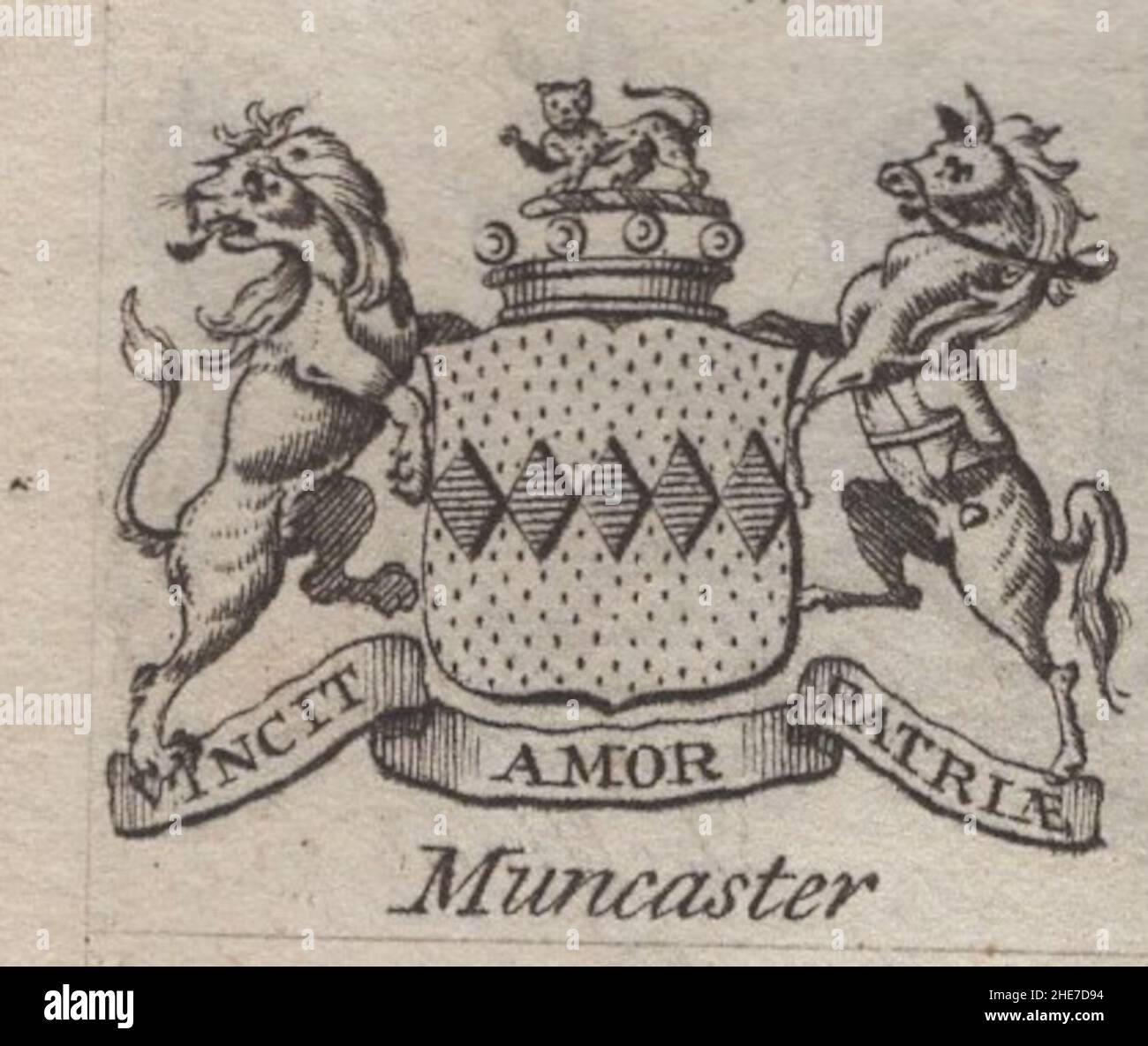 Historical antique 18th century engraving heraldy coat of arms, crest ...