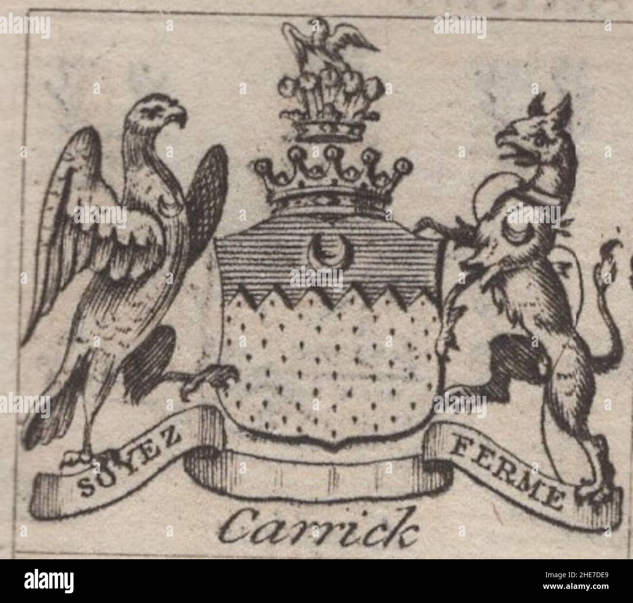 Historical antique 18th century engraving heraldy coat of arms, crest ...