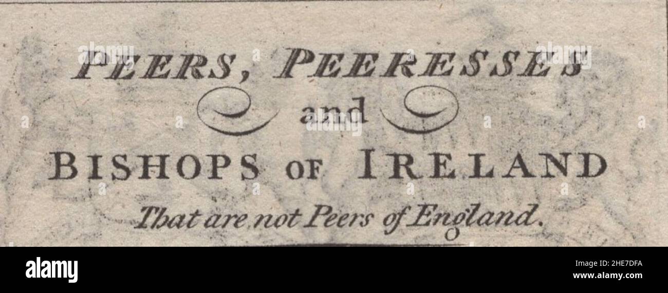 Historical antique 18th century engraving heraldy title about Peers ...