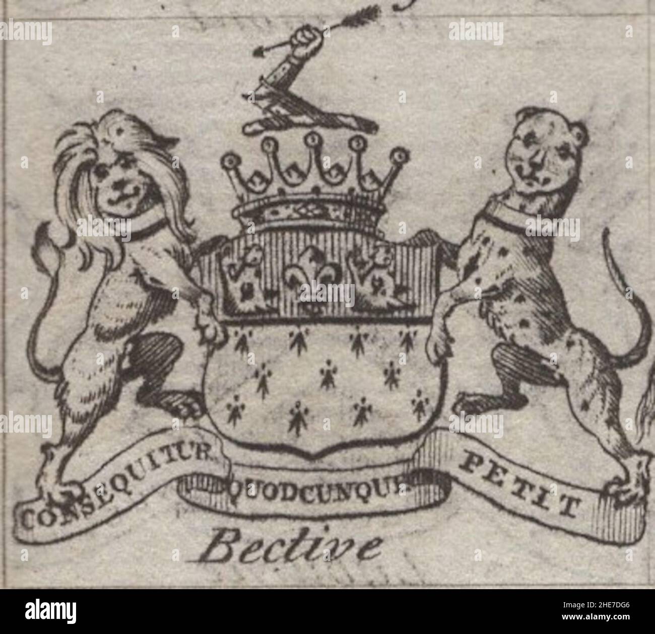 Historical antique 18th century engraving heraldy coat of arms, crest ...