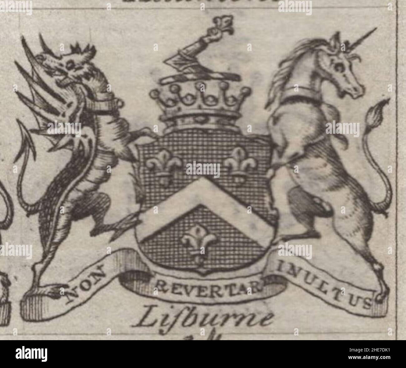 Historical antique 18th century engraving heraldy coat of arms, crest ...