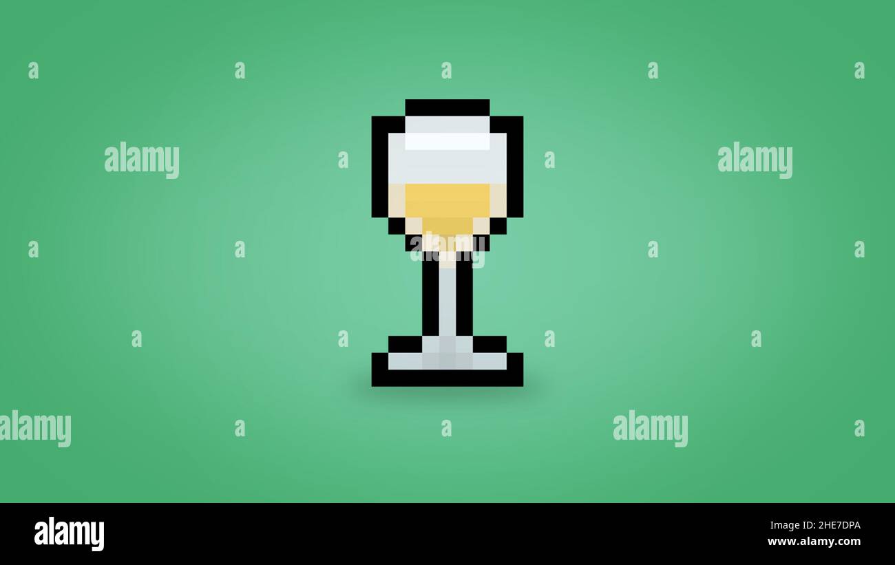Pixel 8 bit glass of white wine background - high res wallpaper Stock ...